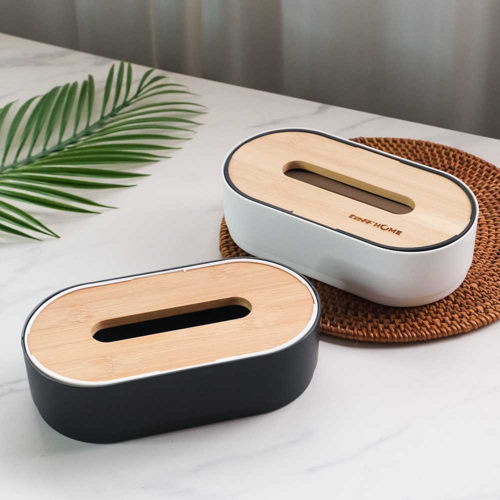 KAYU Minimalist Aesthetic Wooden Tissue Container Box Oval Lifting ...