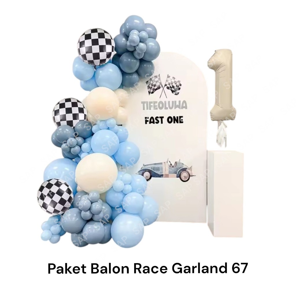 Race GARLAND 67 Balloon Package/ Race Balloon Birthday Decoration ...