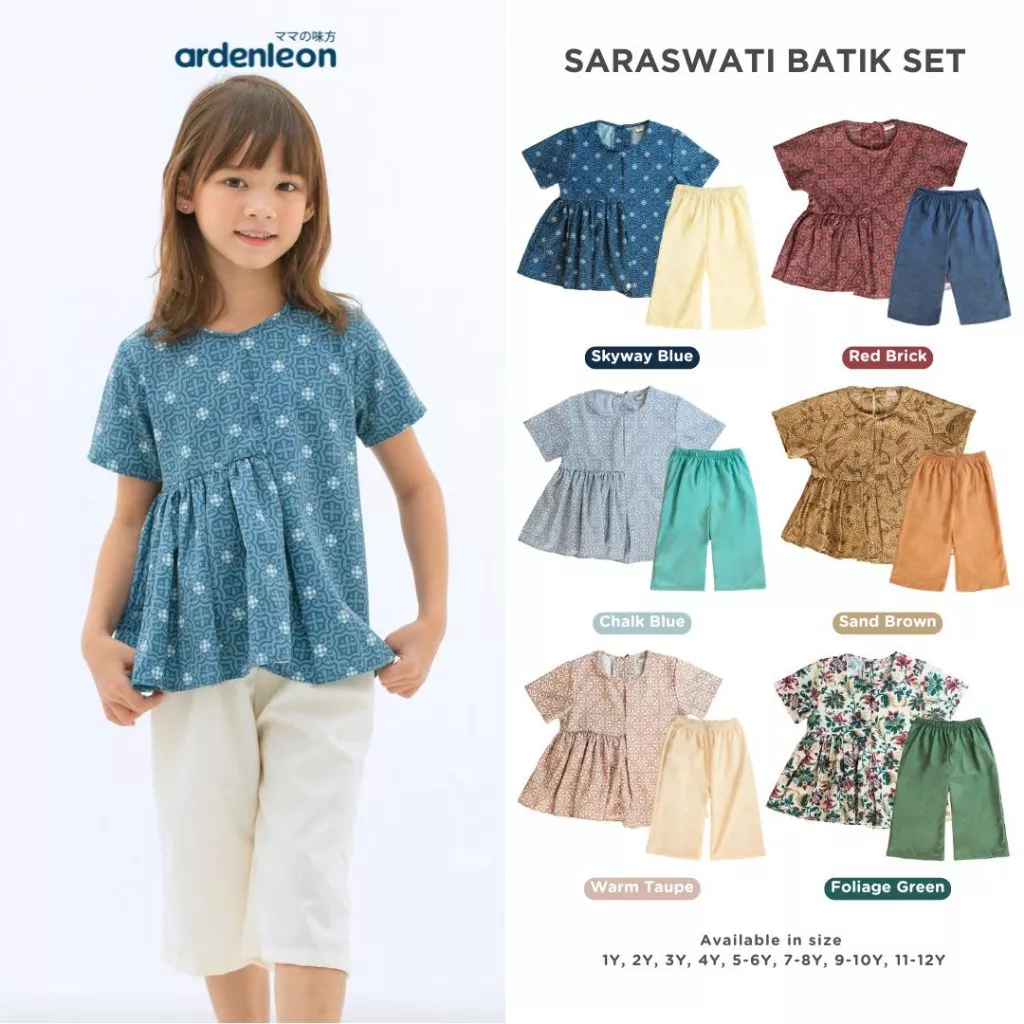 Ardenleon Girls Suit Saraswati Batik Eid Clothes Set 1-12 Years ...