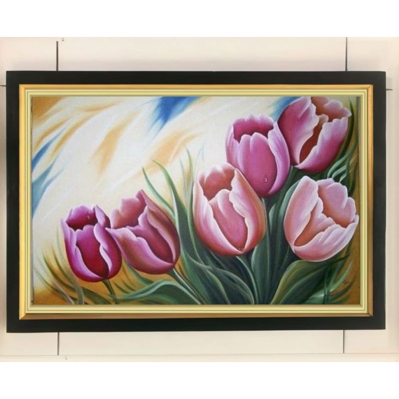 UNGU HIASAN DINDING Landscape purple tulip flower print wall decoration ...