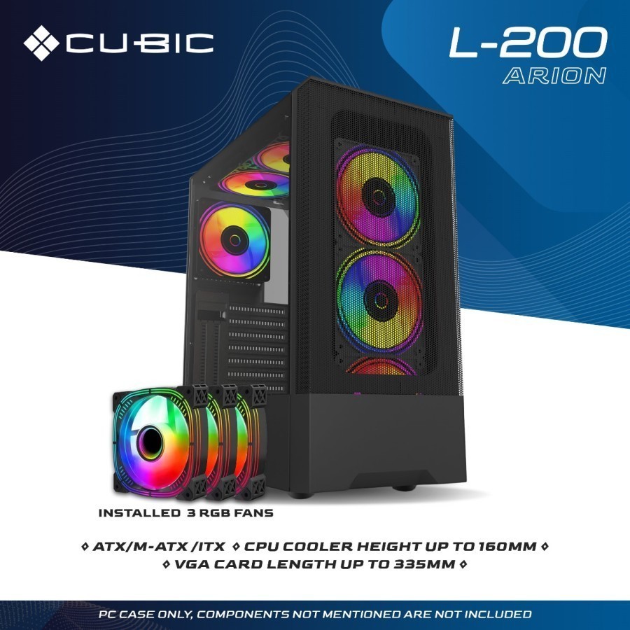 Cubic Arion L200 ATX Free 3FAN RGB Gaming PC Case | Shopee Malaysia