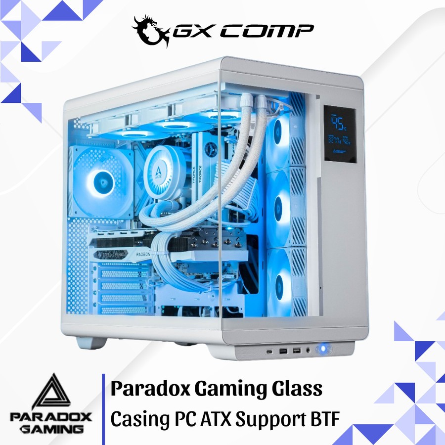 Paradox Gaming Glass White Free 1 Fan ARGB | ATX Support BTF PC Case ...