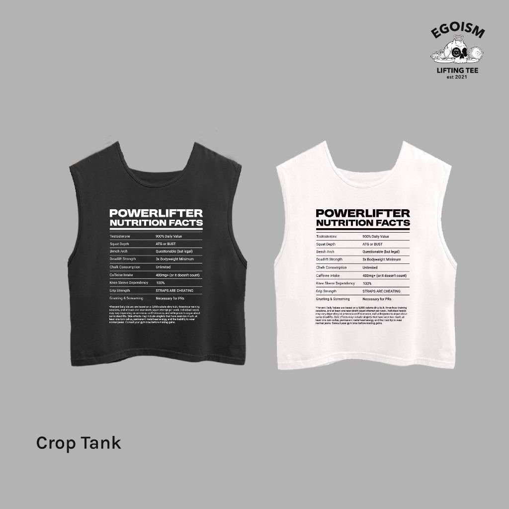 Powerlifter Nutrition facts crop tank/muscle tank/crop fit/oversize ...