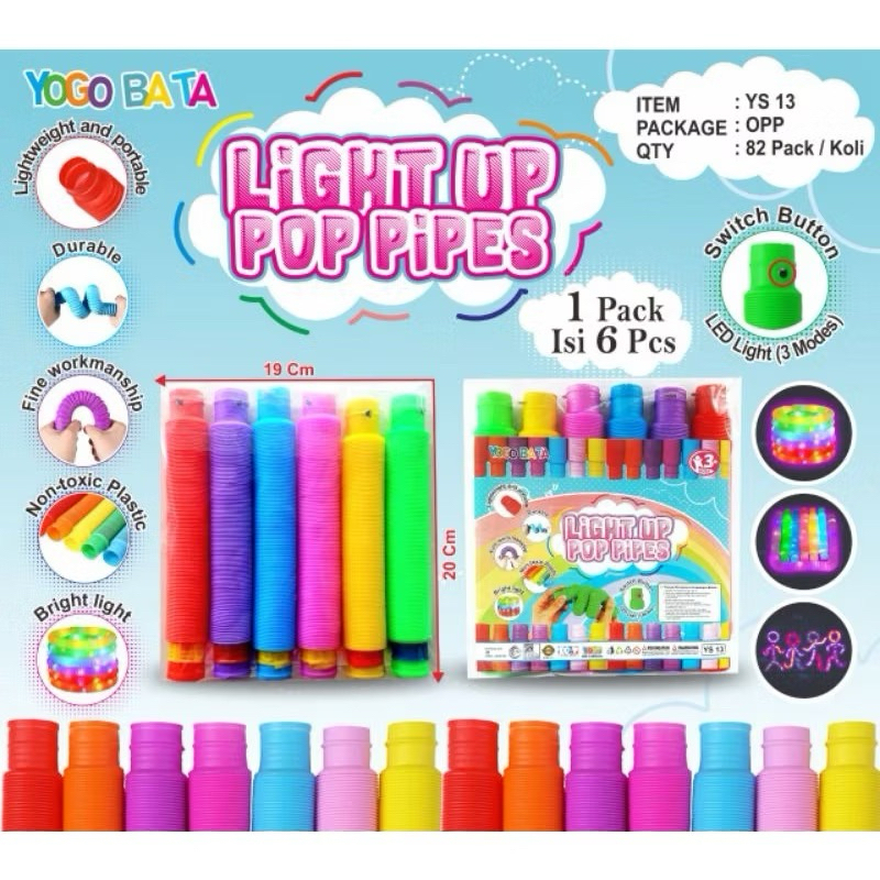 Light Up Pop Pipes - Squishy Sensory Fidget Toys - Pipe Children's Toys ...