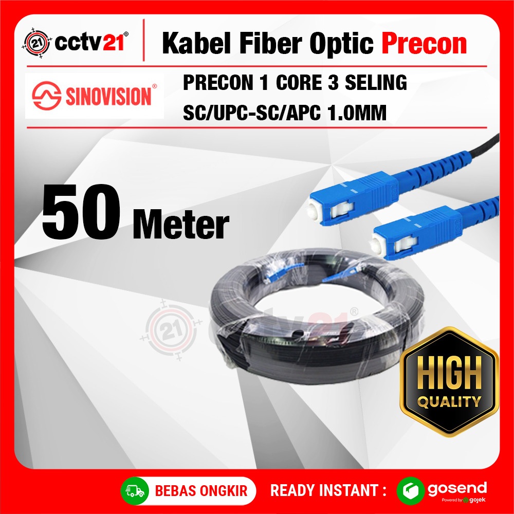 FO Fiber Optic Precon Cable 50M 50 Meters SINOVISION 1 Core 3 Seling SC ...