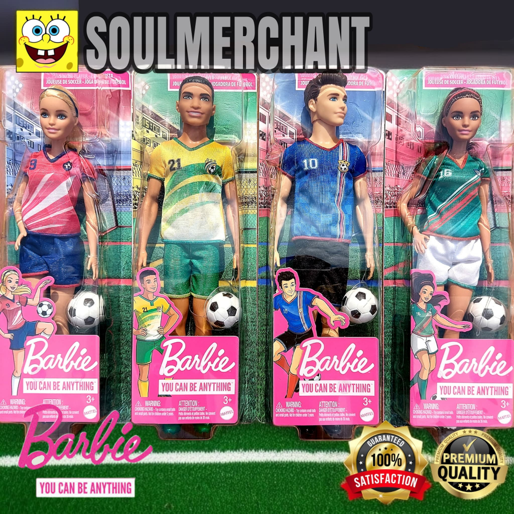 Barbie Soccer Player Ken Brunette Blonde Football Doll Original Mattel ...