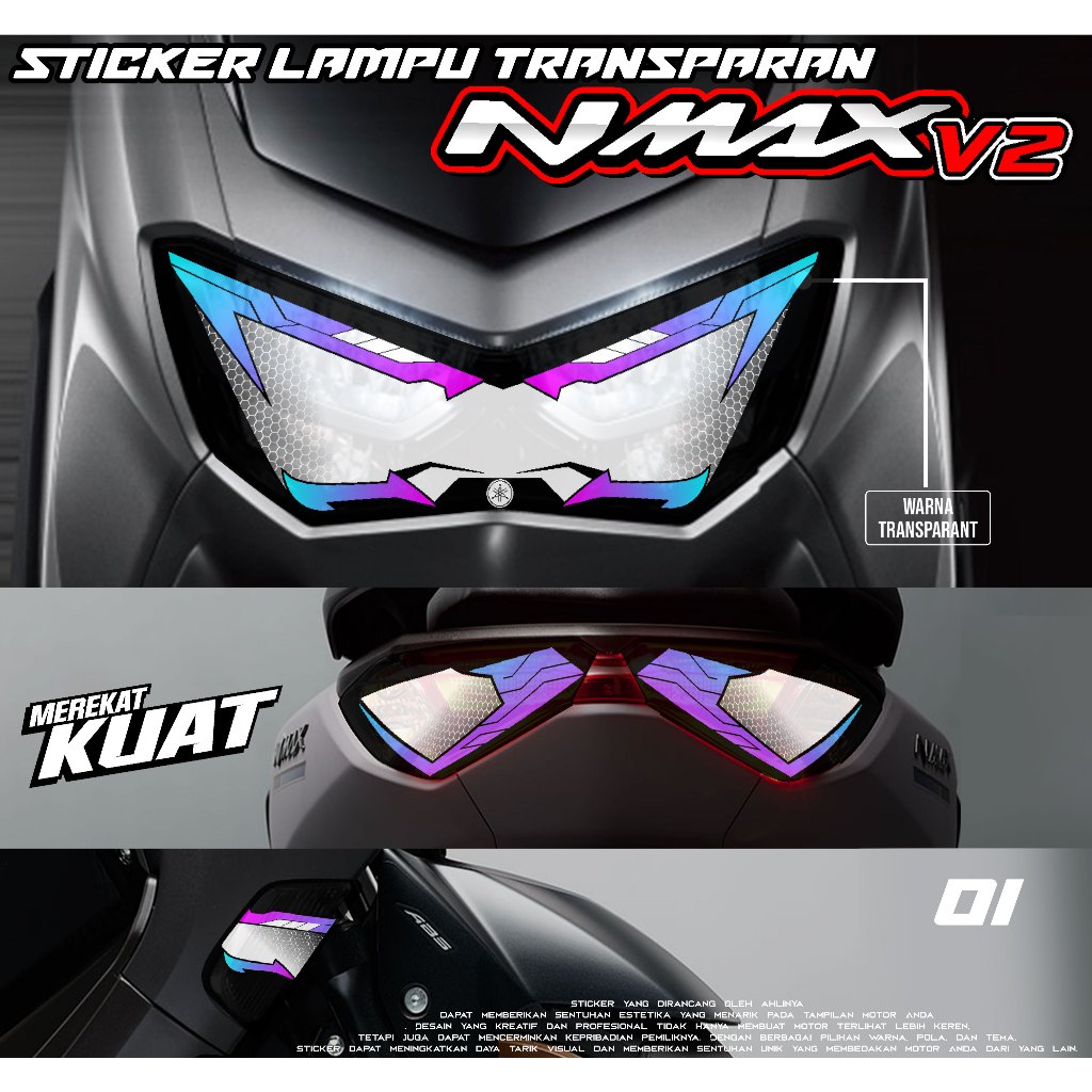 Code 01 NMAX V2 MOTORCYCLE HEADLIGHT TRANSPARENT STICKER - LATEST ...