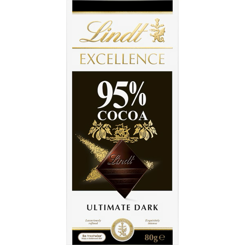 Lindt Excellence 95% Cocoa Dark Chocolate Block 80g - Australia ...