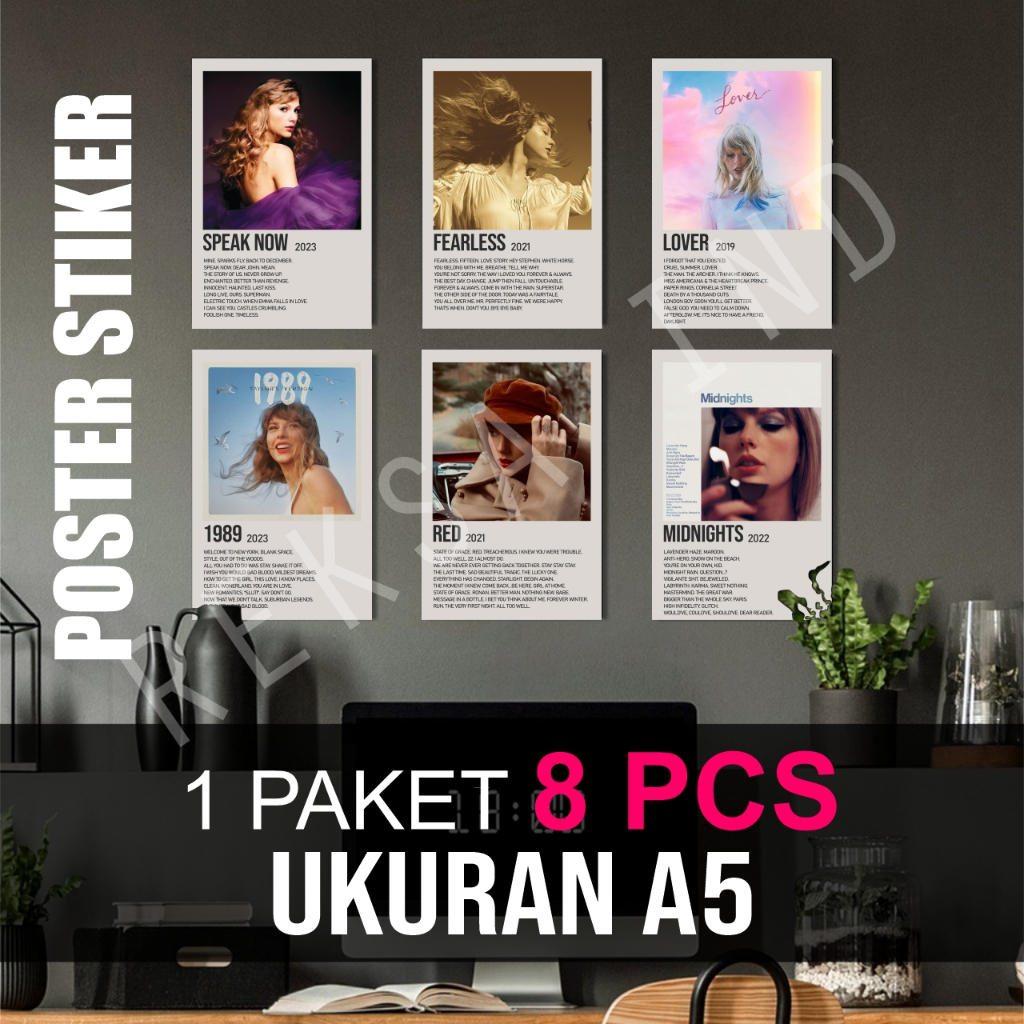 (CONTAINS 8 PCS) TAYLOR SWIFT Poster Stickers Aesthetic Wall Posters ...