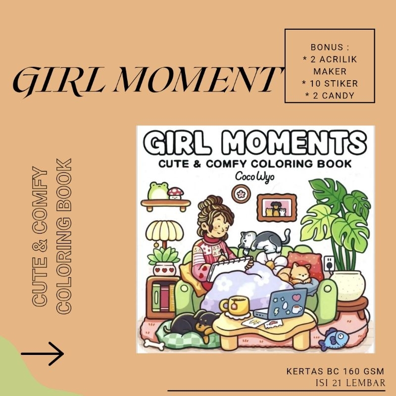 44 things Girl moments cute & comfy coloring book by coco wyo | Shopee ...