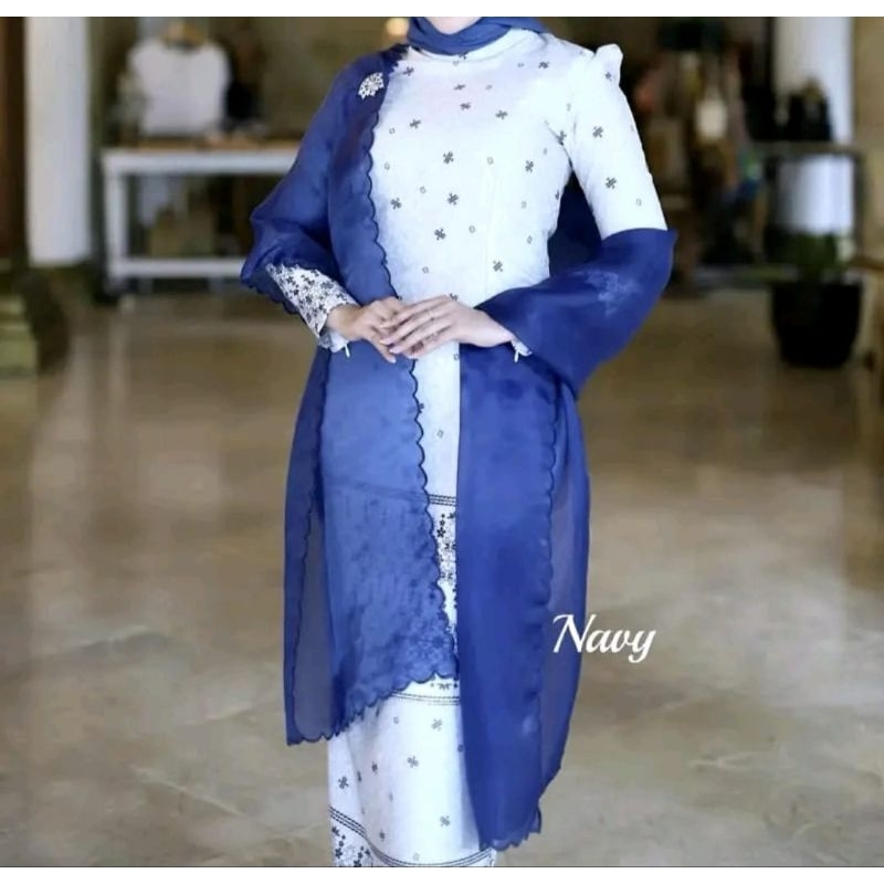 Organza Scarf Embroidered/ Malay Organza Scarf | Shopee Malaysia