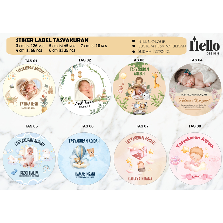 (FREE Custom) Custom Label Children's Tasyakuran Aqiqah Round Stickers ...