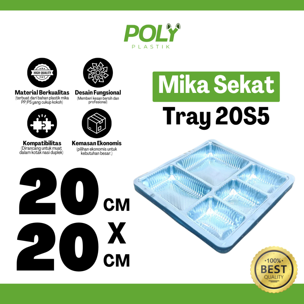 Mika Tray 5 20s5 partitions for rice boxes 20x20cm Per Pack contains 50 ...
