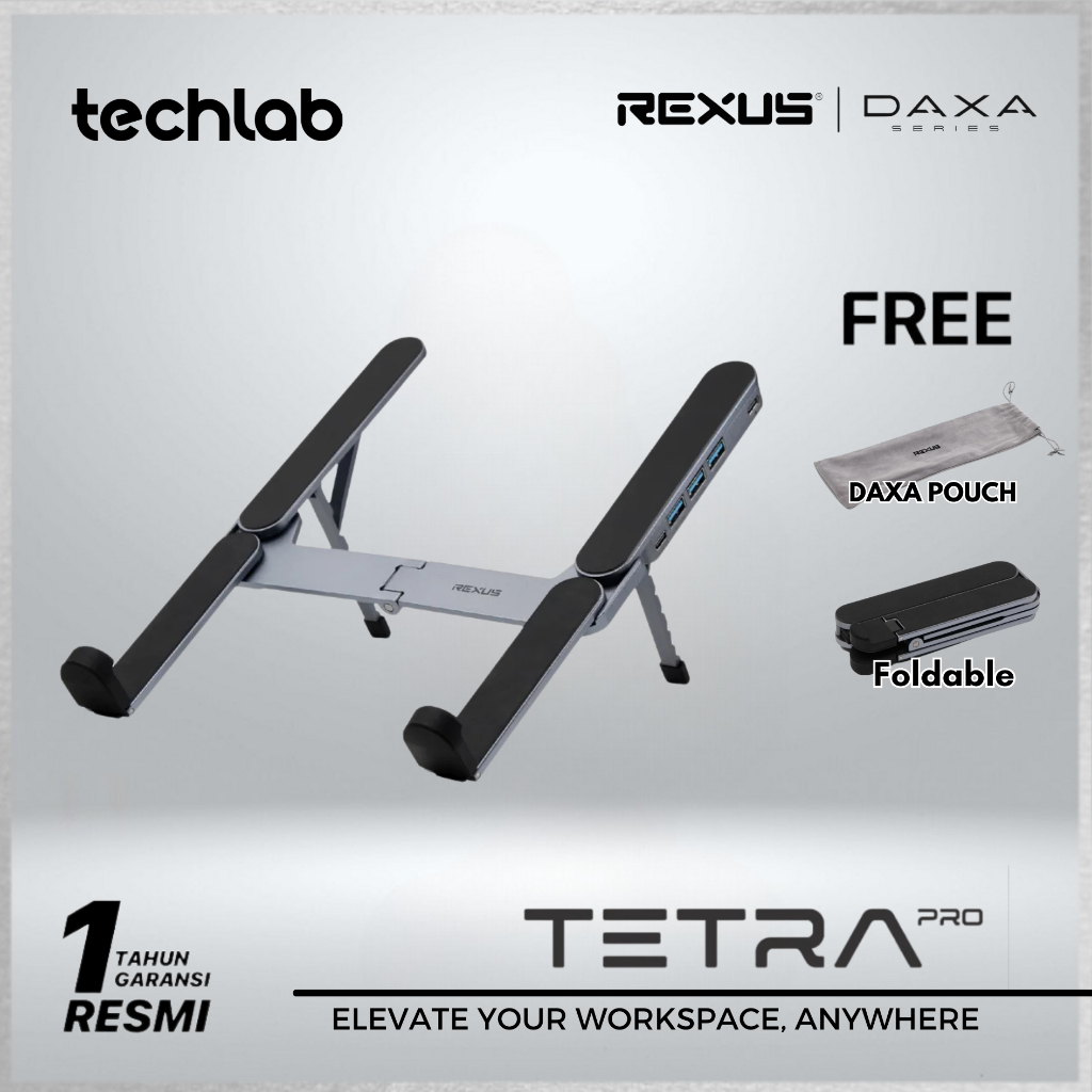 Rexus Tetra Pro FP10 / FP-10 Foldable Laptop Stand Type C & USB 3.0 ...
