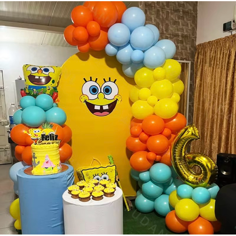 GOLD NUMBER SPONGEBOB GARLAND BALLOON PACKAGE 80cm | Shopee Malaysia