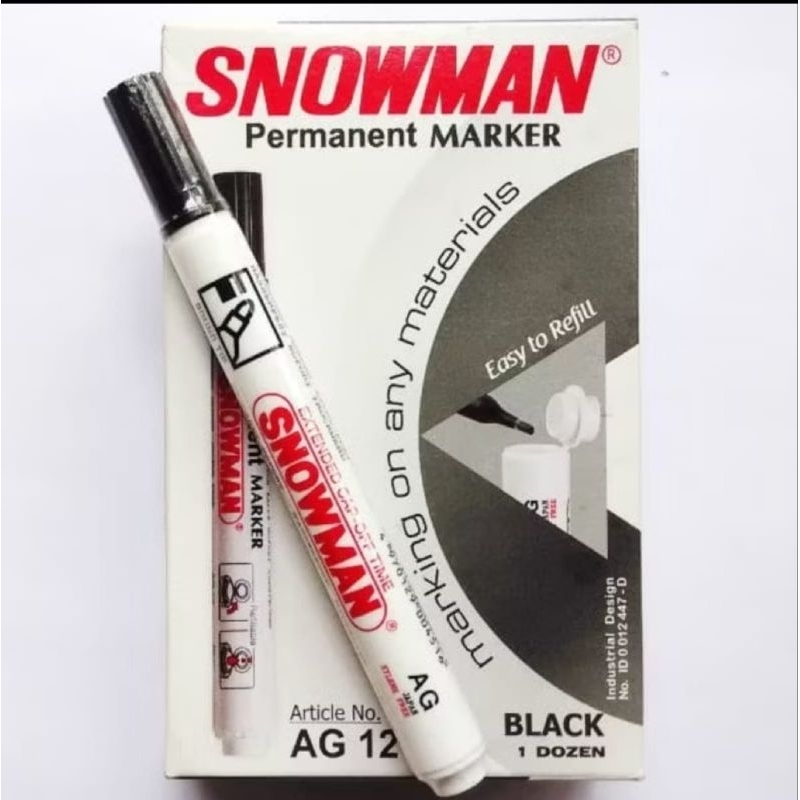 (12pcs) Snowman AG 12 Permanent Markers | Shopee Malaysia