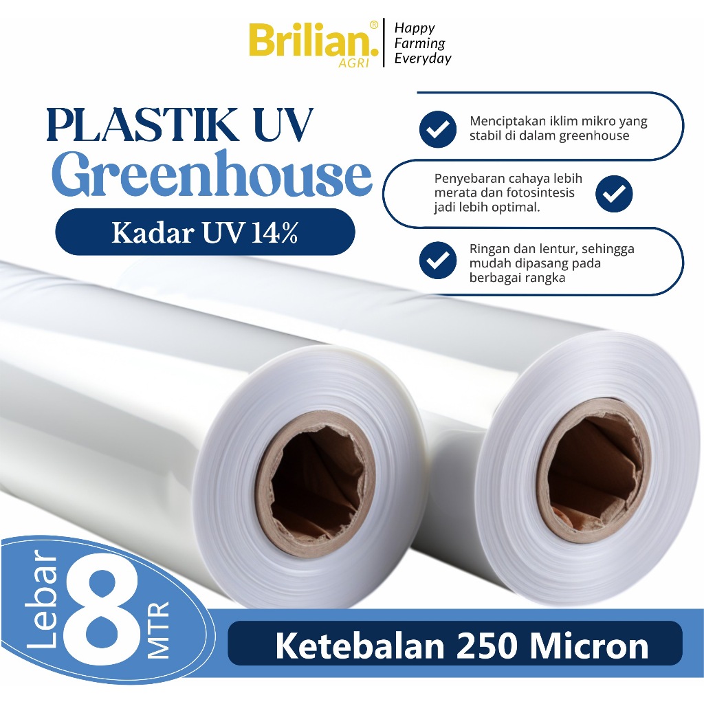 Greenhouse UV Plastic Width 8 Meters 250 Microns 14% Full Additive UV ...