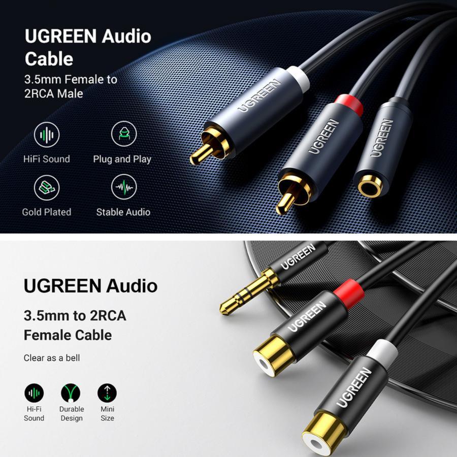 UGREEN Audio Aux Cable 3.5mm To 2 RCA Splitter Audio Jack RCA 10547 ...