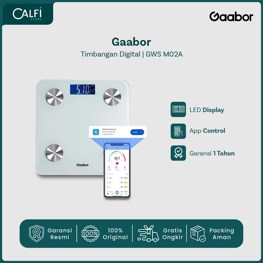 LAYAR Gaabor Smart Digital Fat Scale LED Screen Body Composition Scale ...