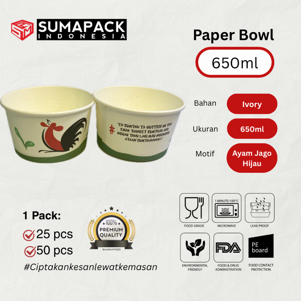HIJAU Rice Bowl | Paper Bowl 650 ml | Paper Bowl | Bowl Design | Green ...