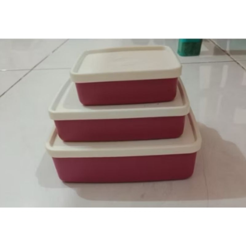 Square Tupperware set (3 pcs) | Shopee Malaysia