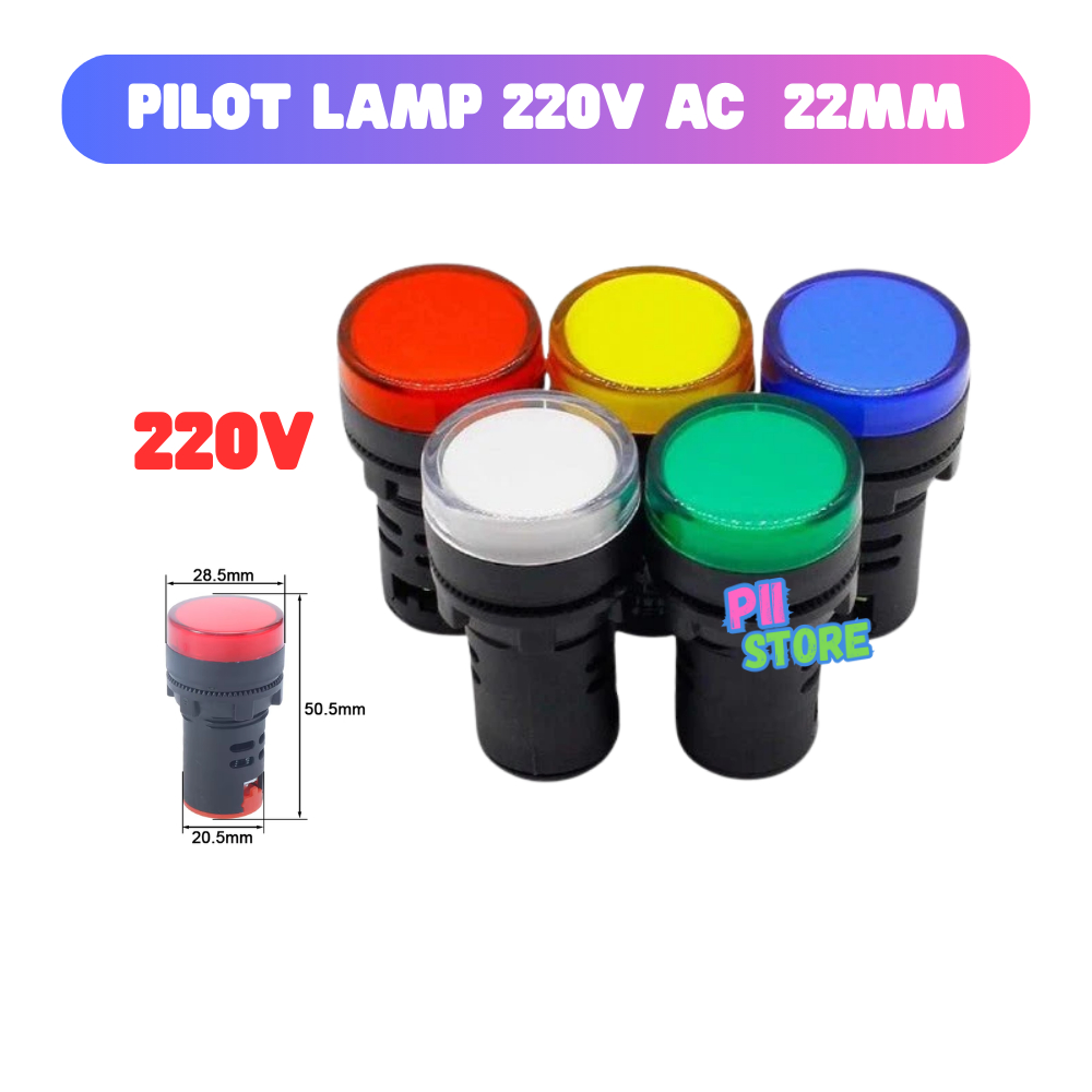 PILOT LAMP 22MM 220V AD16-22D 20MA PANEL LAMP / PILOT LAMP 220V ...