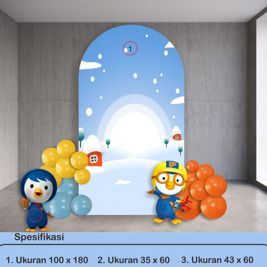 Pororo theme decoration package UV print / backdrop and standing Pororo ...