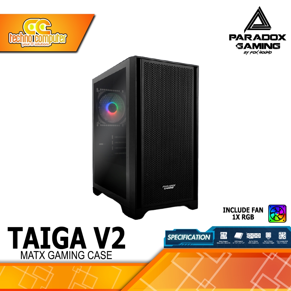 PARADOX GAMING CASING TAIGA V2 Black - Mid Tower mATX Case Tempered ...