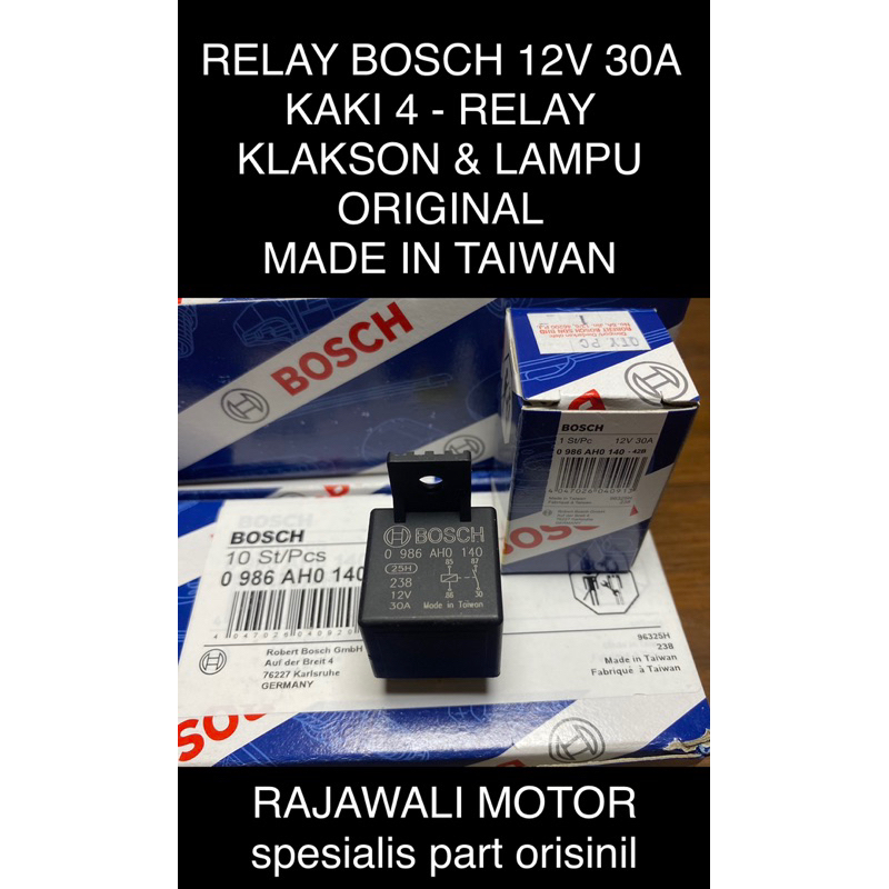 BOSCH RELAY 12V 30A KAKI 4 - HORN RELAY & ORIGINAL LIGHT MADE IN TAIWAN | Shopee Malaysia
