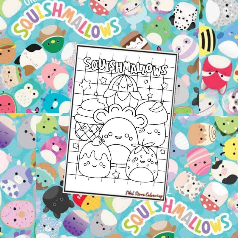 Squishmallow V1 Theme Children's Coloring Paper contains 10 Sheets ...
