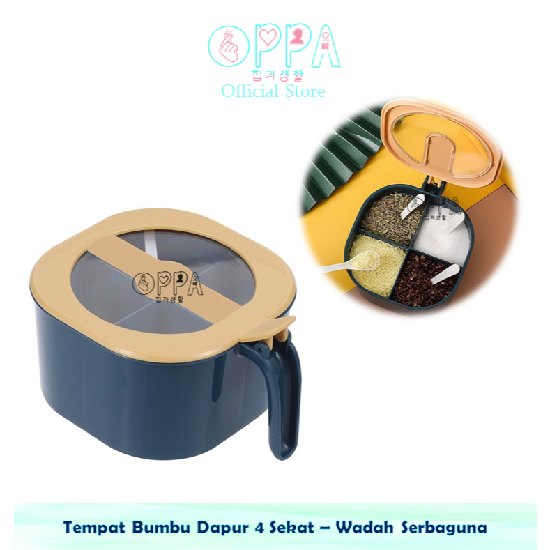OPPA - 4-Separated Kitchen Spice Holder – 4- in 1 Spice Box Multi-Purpose Container | Shopee ...