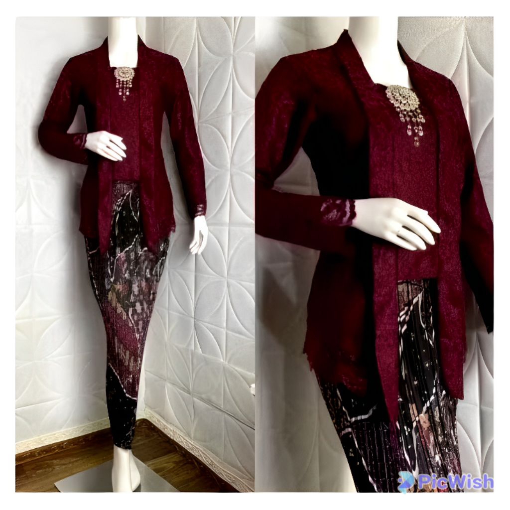 Kutubaru Brocade Kebaya Set Modern Long Sleeve Kebaya/ Wedding Kebaya ...