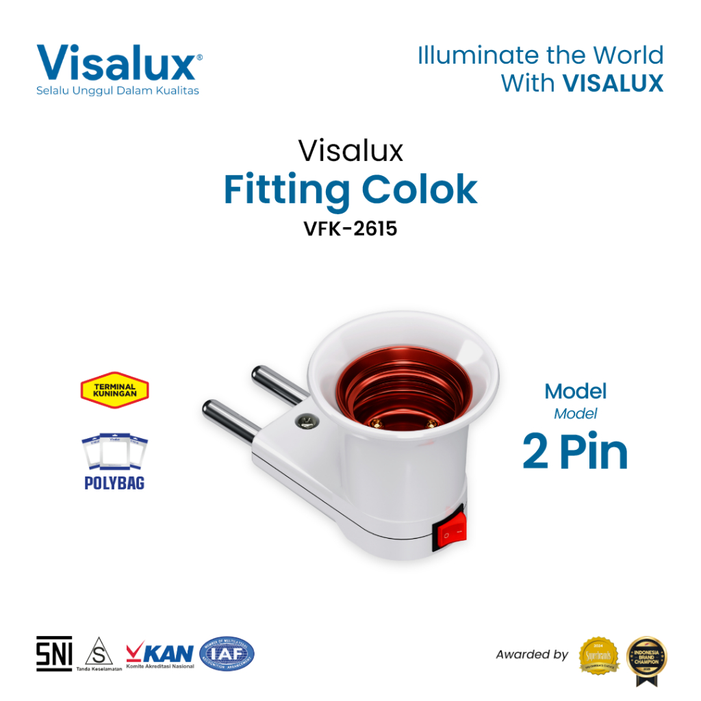 Visalux Plug Fitting (2 Pin) E27 - 2 Leg Plug Light Switch Fittings ...