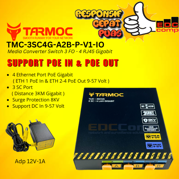 Tarmoc TMC-3SC4G-A2B-V1-IO- | Media Converter 3 FO 4 LAN / 3FO 4LAN ...