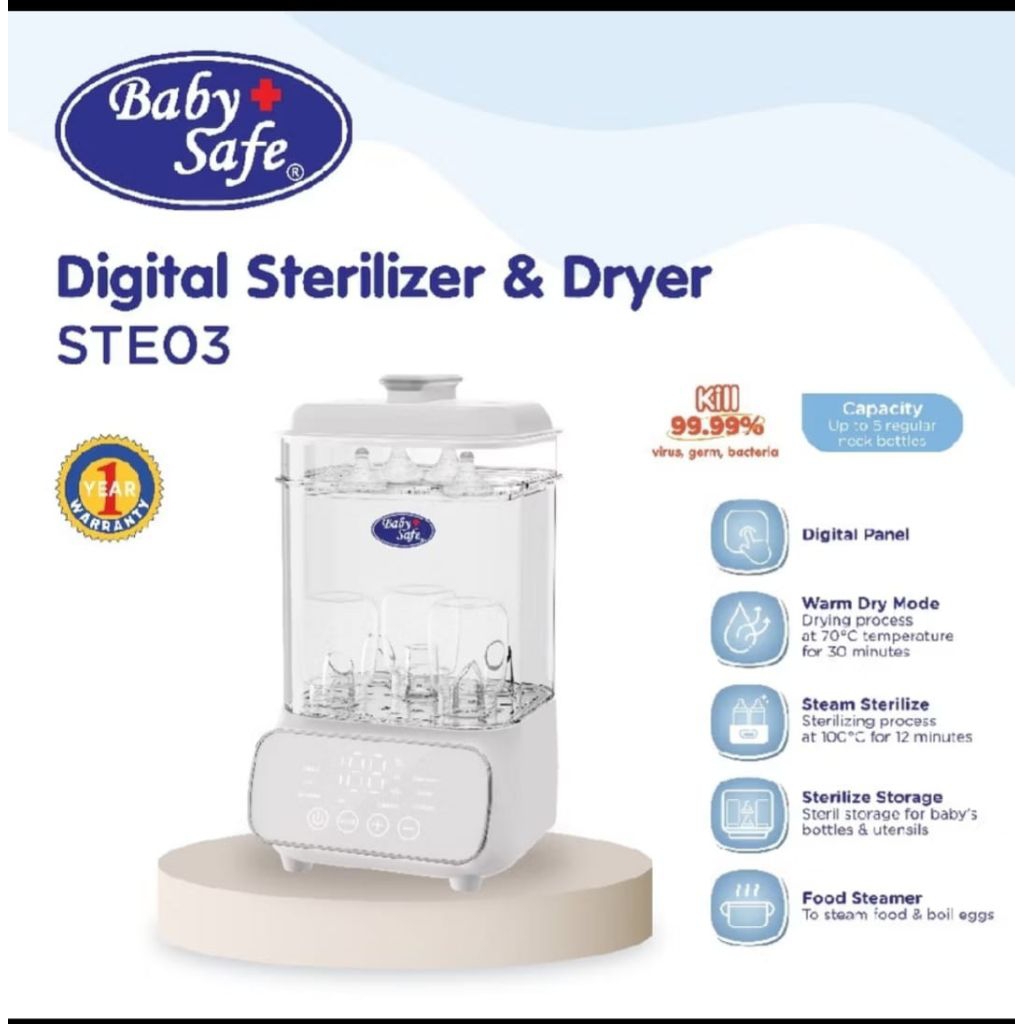 Baby Safe Digital Sterilizer Dryer STE03 Babysafe bosu warm Sterilizer ...