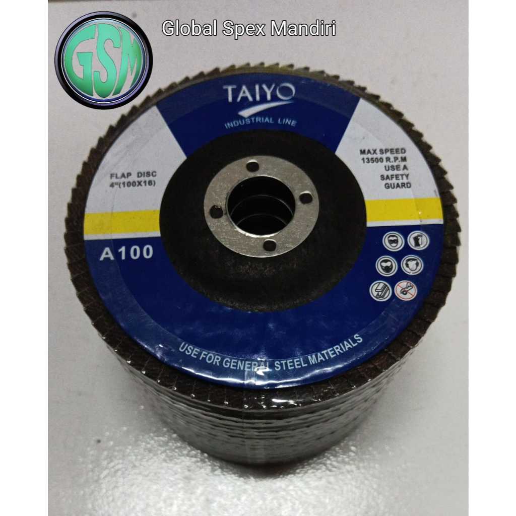 TAIYO FLAP DISC BLUE 4 INCH GRIT 100 TAIYO GRINDING SUSUN SANDING 100 ...