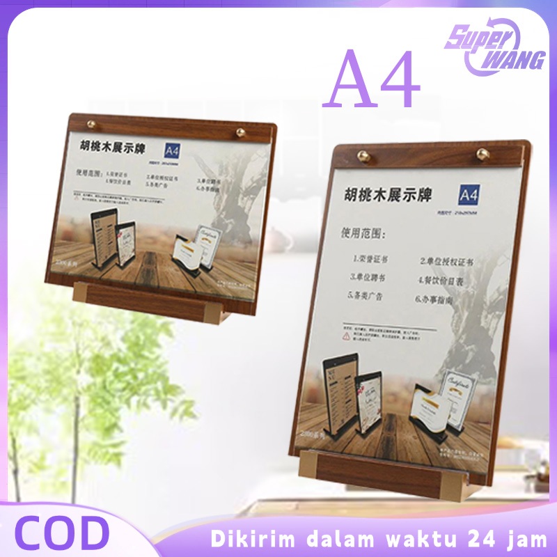1set Standing Menu Display A4 Standing Menu Stand Menu Stand Wooden ...