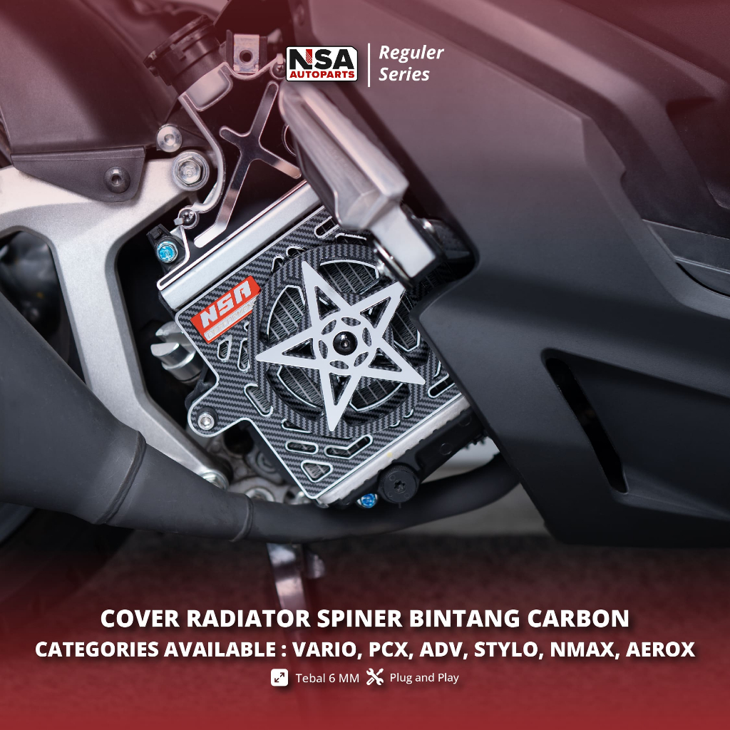 RADIATOR COVER SPINER BINTANG CARBON SERIES VARIO PCX NMAX AEROX ADV ...