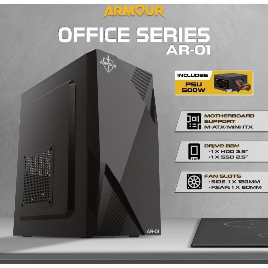 OFFICE ARMOR CASING AR-01 + PSU 500 WATT ARMOR | Shopee Malaysia