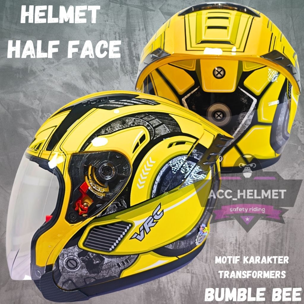 NORISK VRC HALF FACE HELMET WITH TRANSFORMERS CHARACTER MOTIF (BUMBLE ...