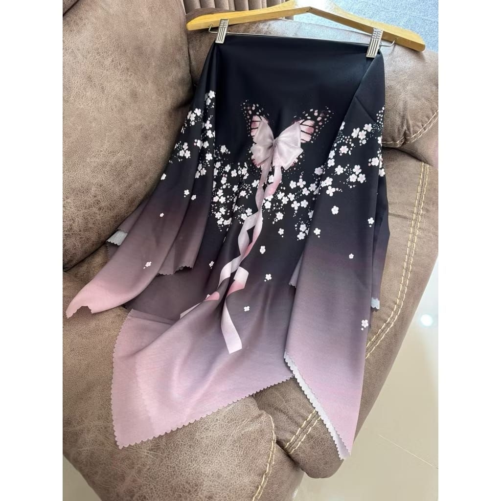 SQUARE HIJAB WITH RAINBOW GRADUATED BUTTERFLY RIBBON MOTIF | Shopee ...