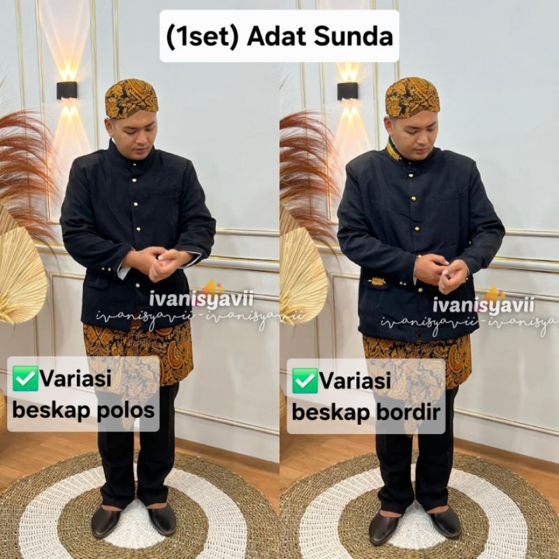 (1 set for men) Sundanese Traditional Clothes Beskap + Urang Sarong ...