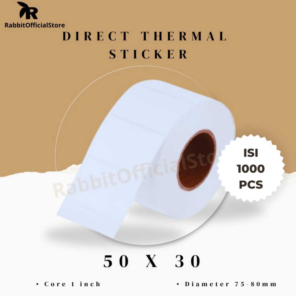 Direct THERMAL STICKER [50x30 MM] PAPER LABEL STICKER BARCODE 1 LINE ...