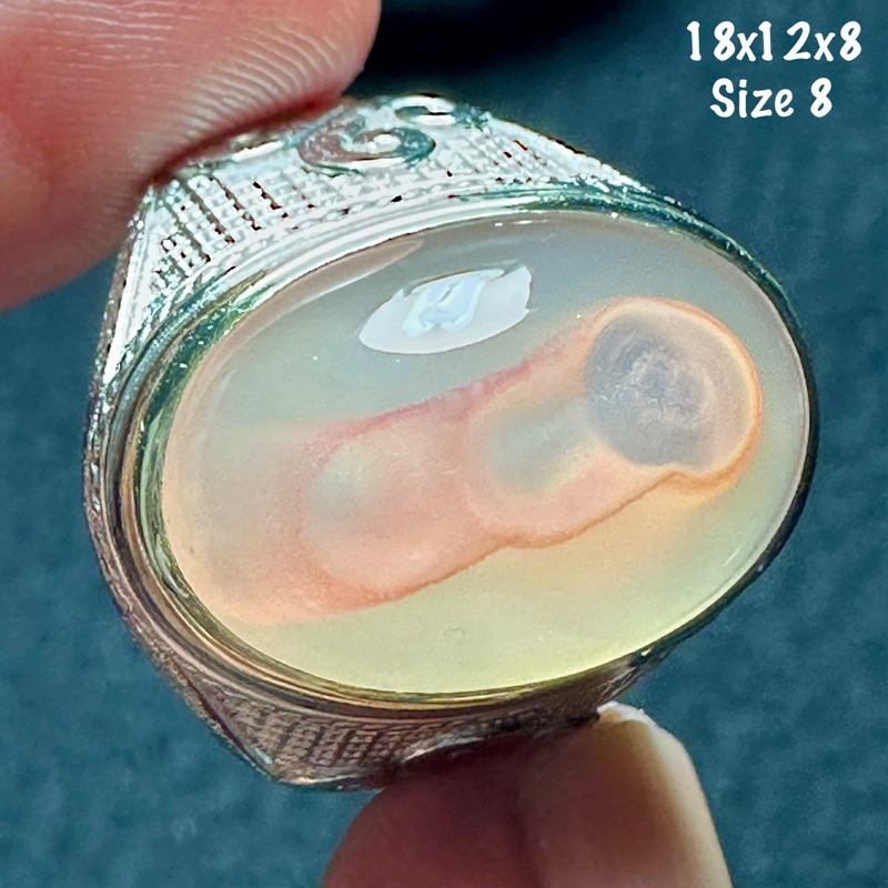 Natural Baturaja Puser Agate Ring with Mr Motif. P 3D Crystal Aquarium ...