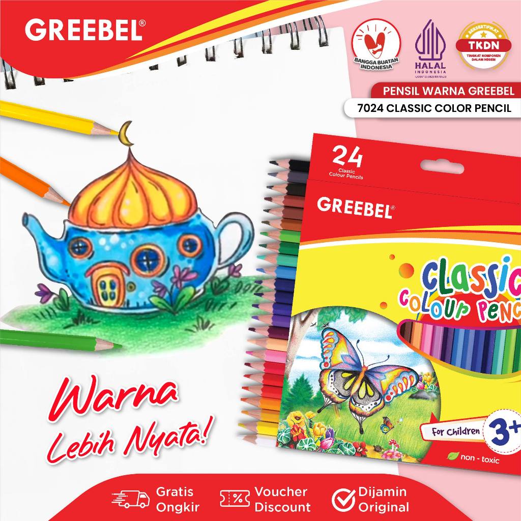 Greebel Colored Pencils 24 Long Colors / Classic Color Pencils (7024 ...