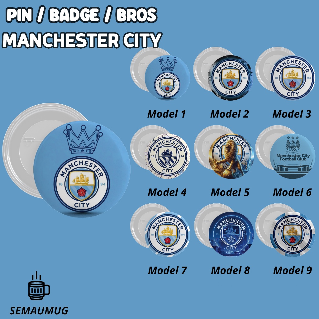 Manchester CITY PIN, CUTE ROUND FOOTBALL BADGE BROS, CUSTOM SEMAUMUG ...