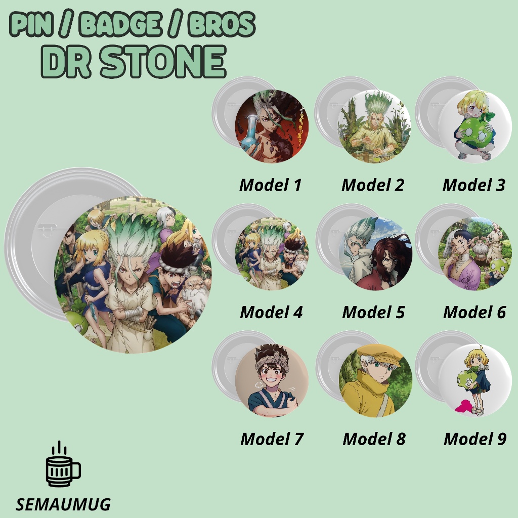 Dr STONE PIN SENKU GIFT BROOCH BADGE ROUND ANIME CUTE PRINT CUSTOM ...