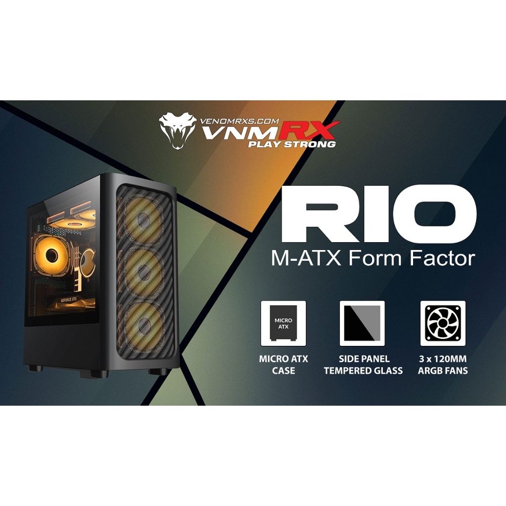 Venomrx RIO Casing - mATX, 3 ARGB Fans, Tempered Glass, No PSU | Shopee ...