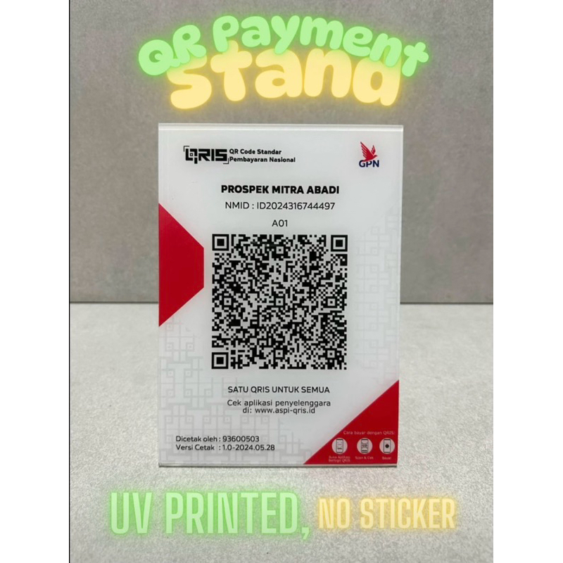QRIS Payment Stand / Acrylic QRIS QR Custom Stand (UV Print not ...