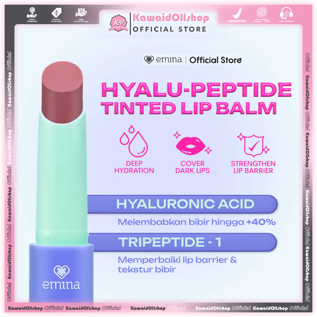 Emina Hyalupeptide Color Melt Balm - Tinted Lip Balm Moisturizes ...